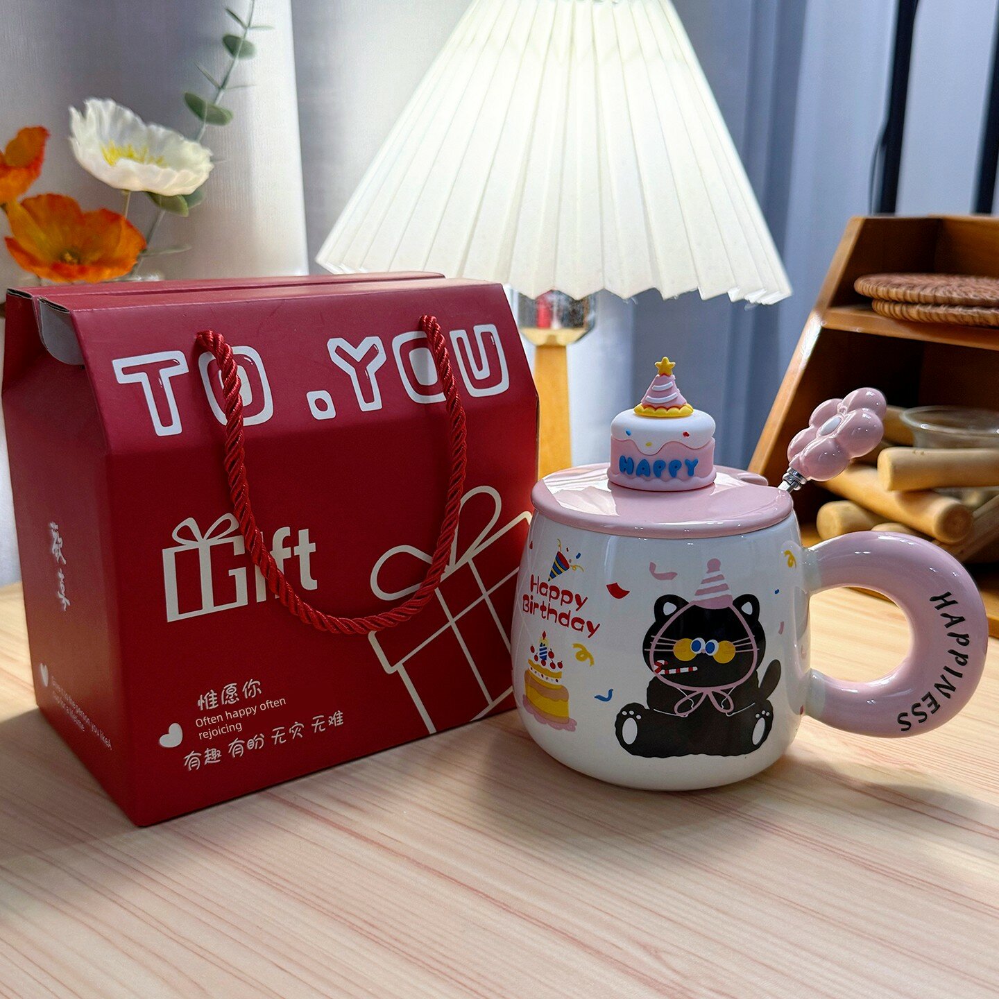 Милая кружка с крышкой в виде медведя, керамическая чашка, парные стаканы для воды, подарок на день рождения для