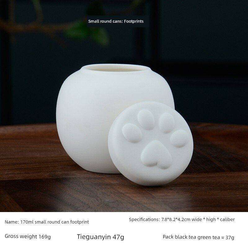 Керамическая банка для хранения с герметичной крышкой, влагонепроницаемая, белая, простая, круглая, для чая, коробка