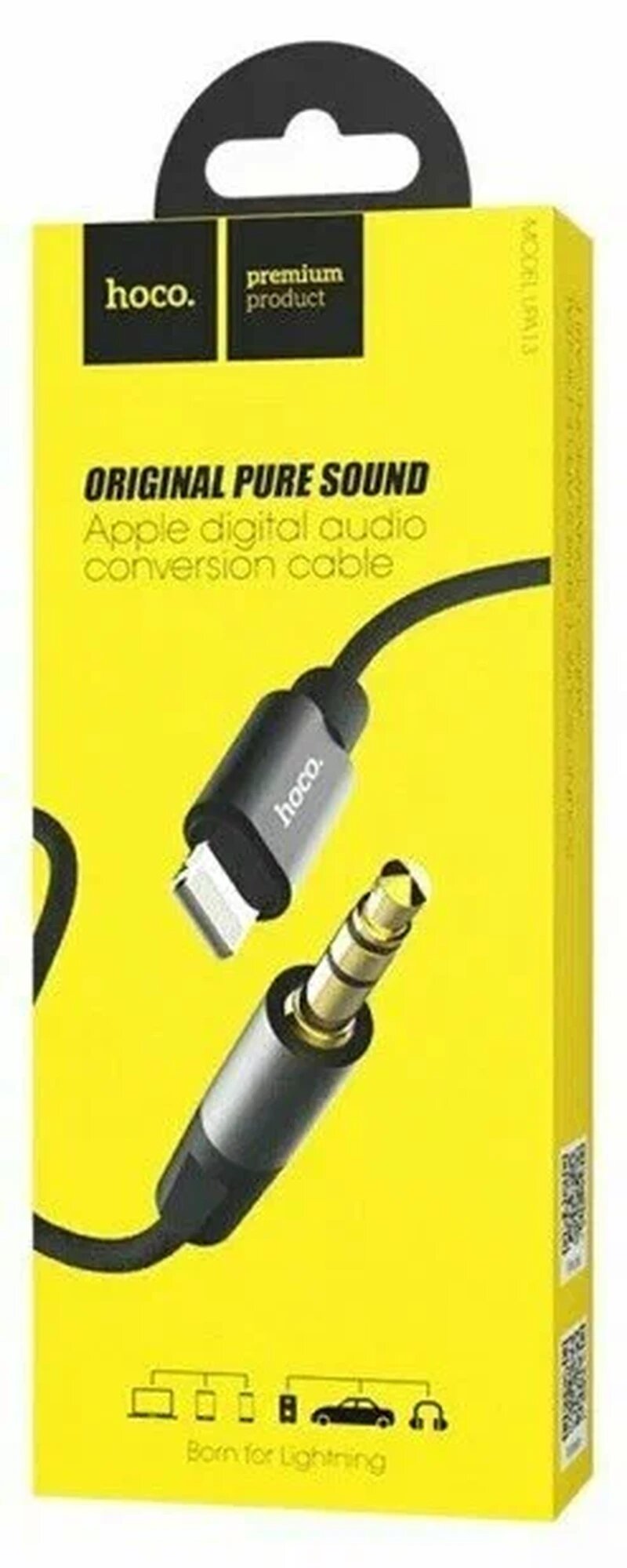 Кабель Hoco UPA13 для iPhone, Lightning - mini jack 3.5 mm, длина 1 м, цвет черный