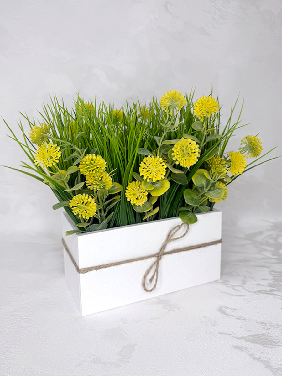 Искусственная осока в ящике для дома и офиса, ПоДар. Ок Home