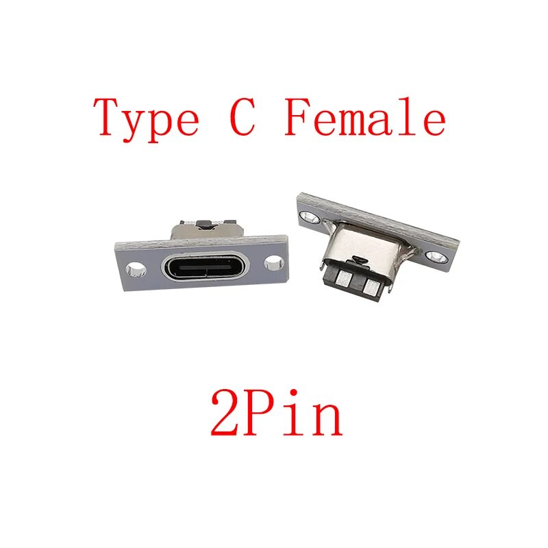 Паяльные разъемы USB Type-C 2/4/6 pin female 5Pcs, 2Pin White