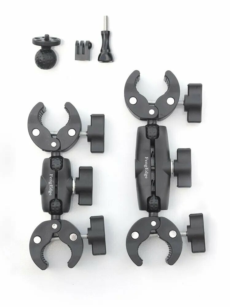 Комплект двойных зажимов-крабов 7" и 9" с регулируемой штангой: Поворотный шар 360 градусов + Т-образная ручка, для фотостудий/мотоциклов/рабочих столов