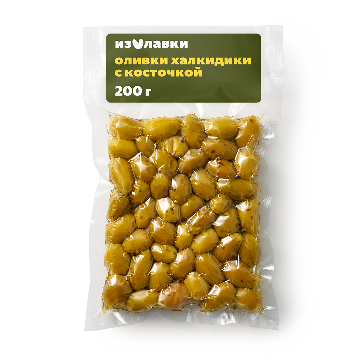 Оливки с косточкой Халкидики «Из Лавки», в масле, вакуумная упаковка, 200 г