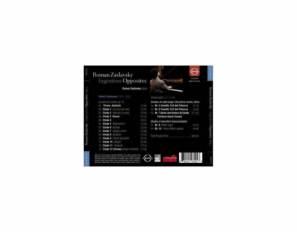 Диск Piano Recital: Zaslavsky, Roman - SCHUMANN, R. / LISZT, F. (Ingenious Opposites) (Blu-Ray Audio) (1 BR)