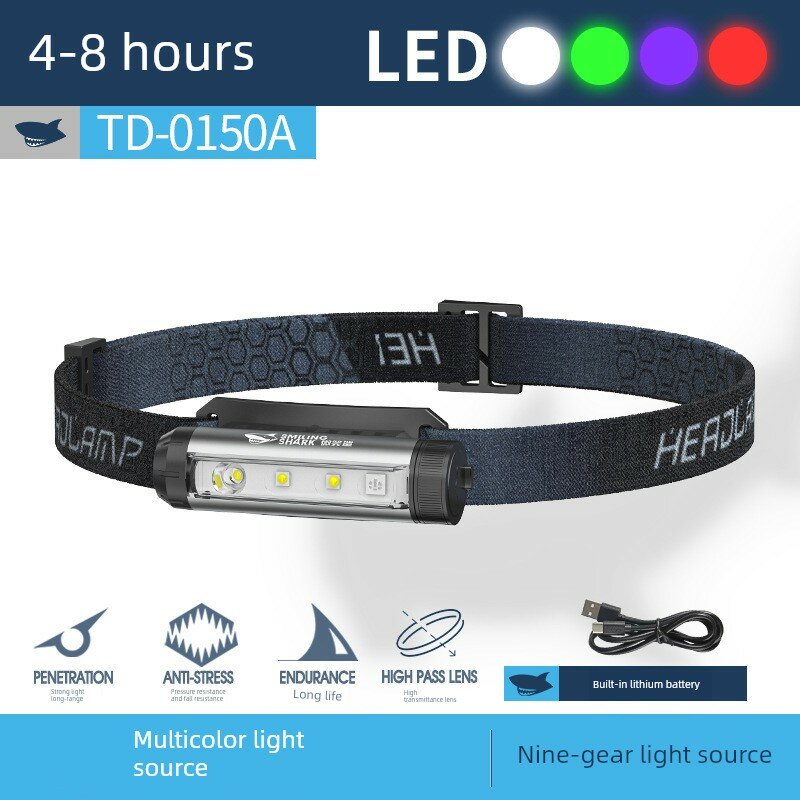 Налобный фонарь Smile Shark 0150 с несколькими источниками света, двойного назначения, миниатюрный, компактный, с