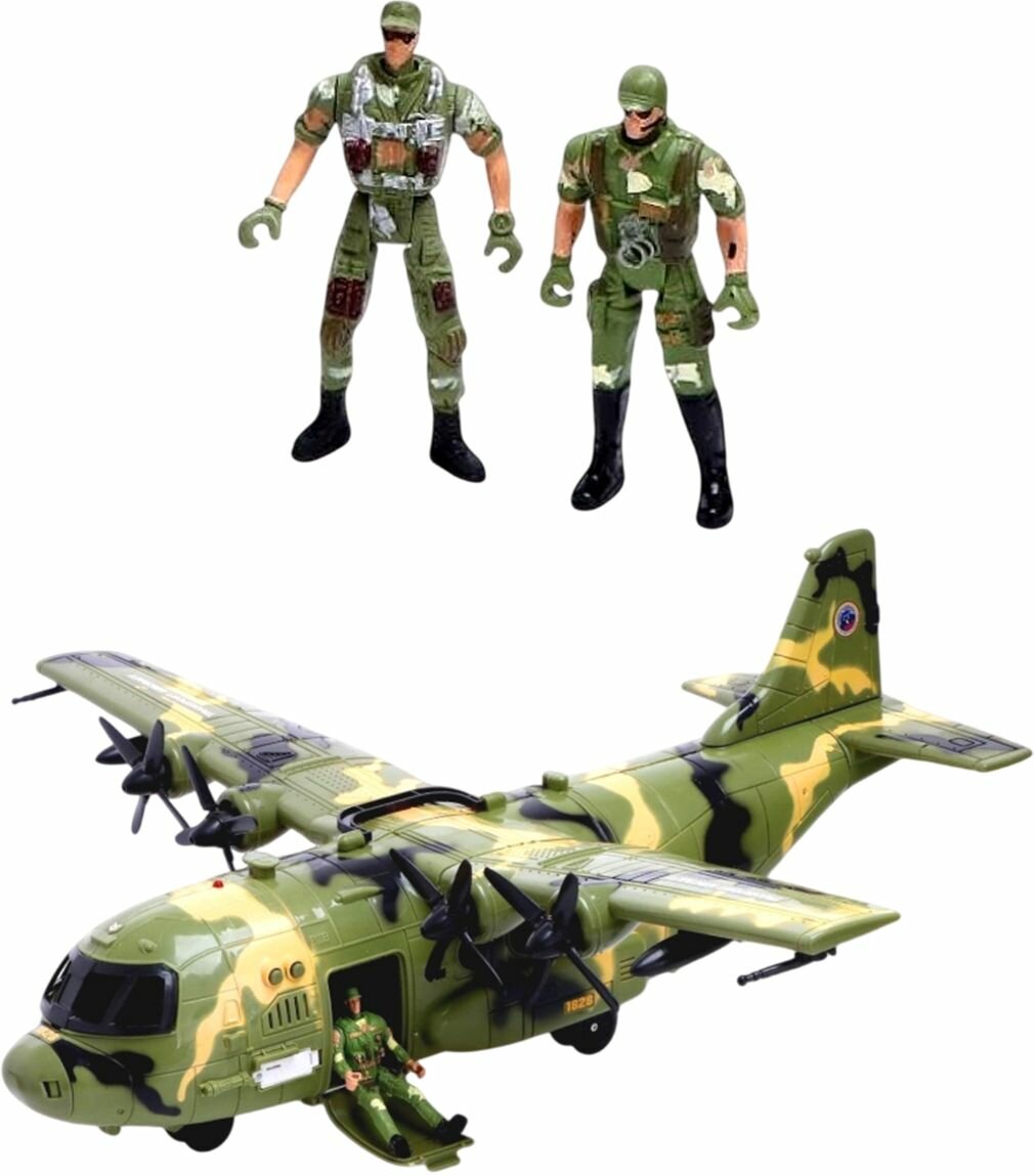 Детский игровой самолет "Армия" с солдатами, игрушечный военный транспорт со световыми и звуковыми эффектами, масштабная модель для детей