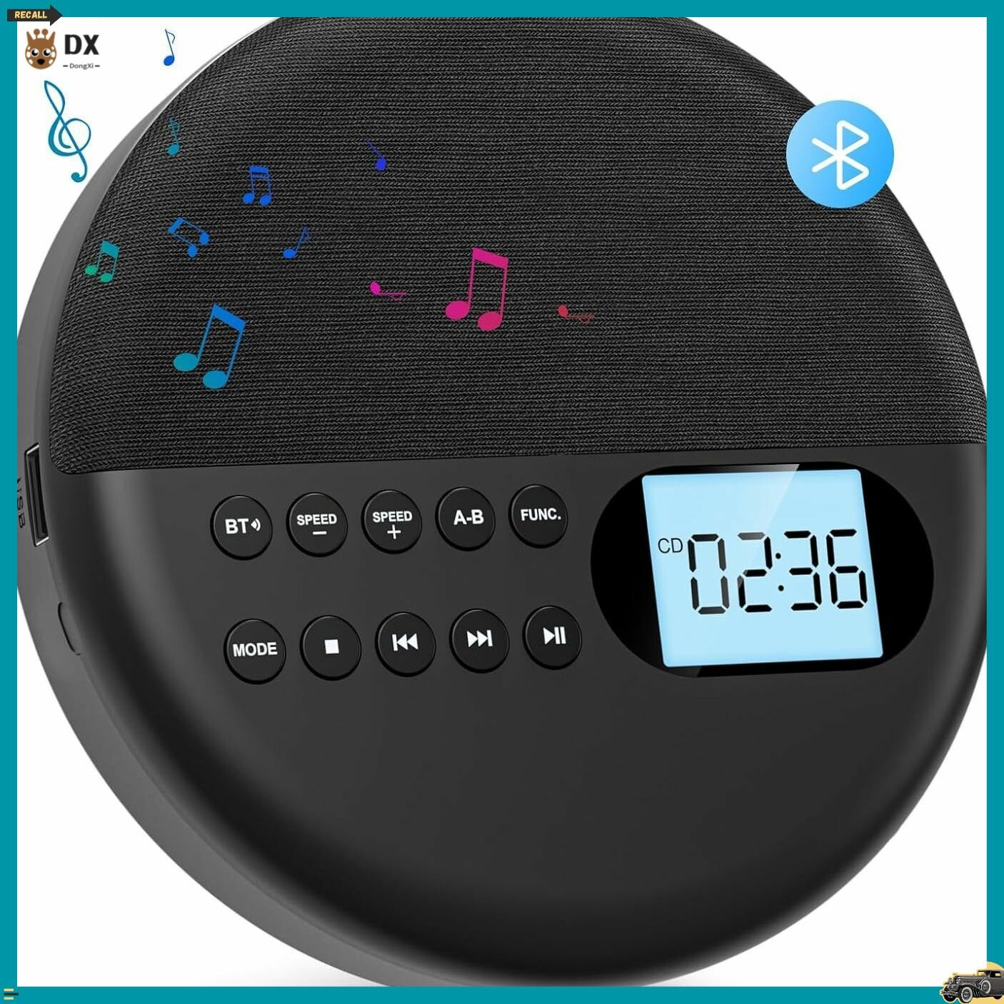 CD-плеер с Bluetooth и двумя колонками, воспроизводит CD и USB, идеален для учебы и ностальгии по музыке