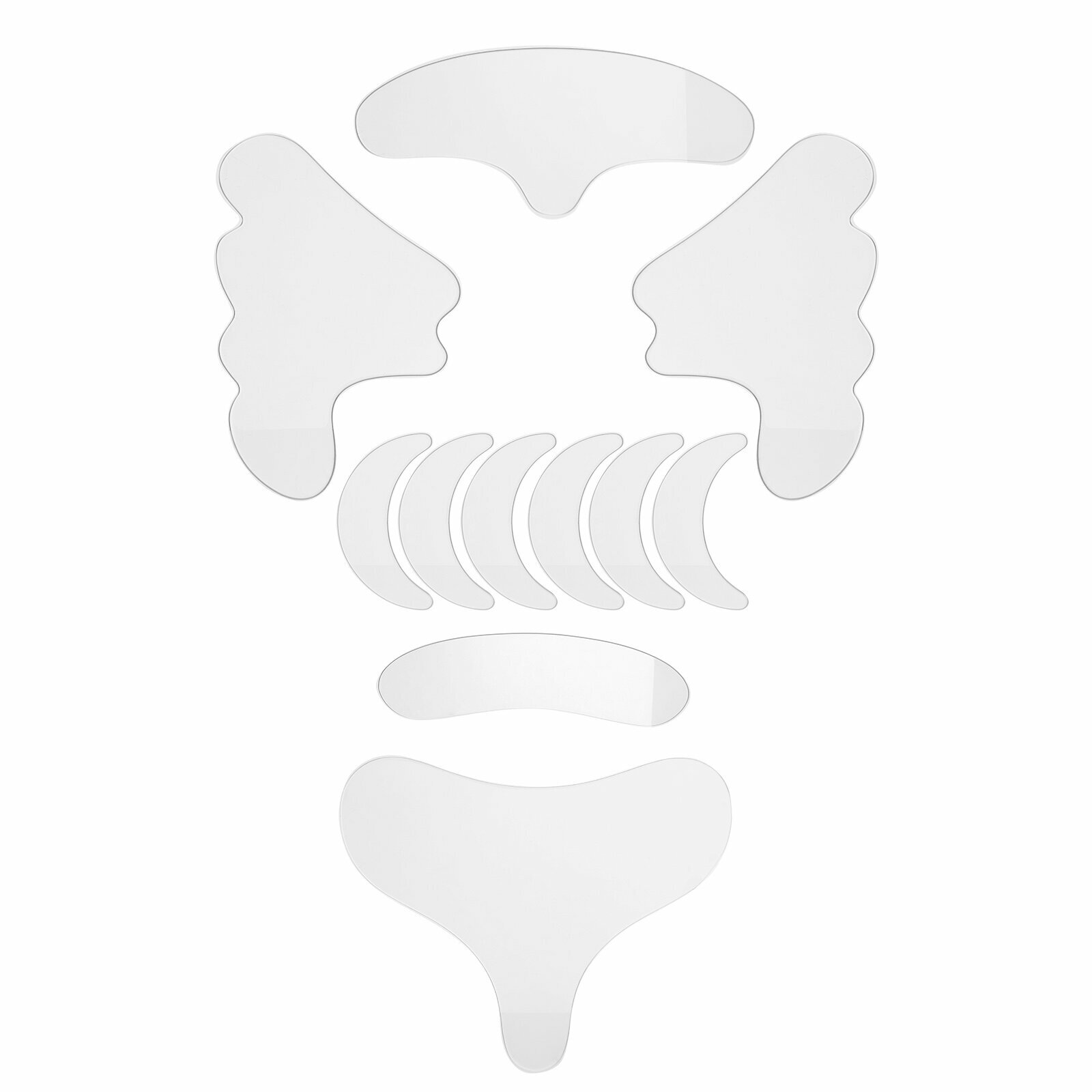 Полоски для удаления морщин на лице Многоразовые 11 шт. Анти-морщинные силиконовые накладки для лица Пластыри для разглаживания морщин на лбу, вокруг глаз, рта, верхней губы и декольте Набор для ухода за морщинами