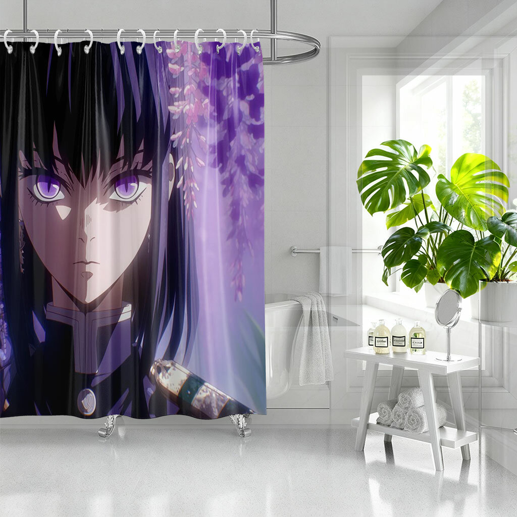 Анимационный принт можно использовать для настройки тканевых занавесок ванной комнаты, высота 180 см, ширина 180 см; Высота 200 см, ширина 200 см, 12 шт, крепкий крюк