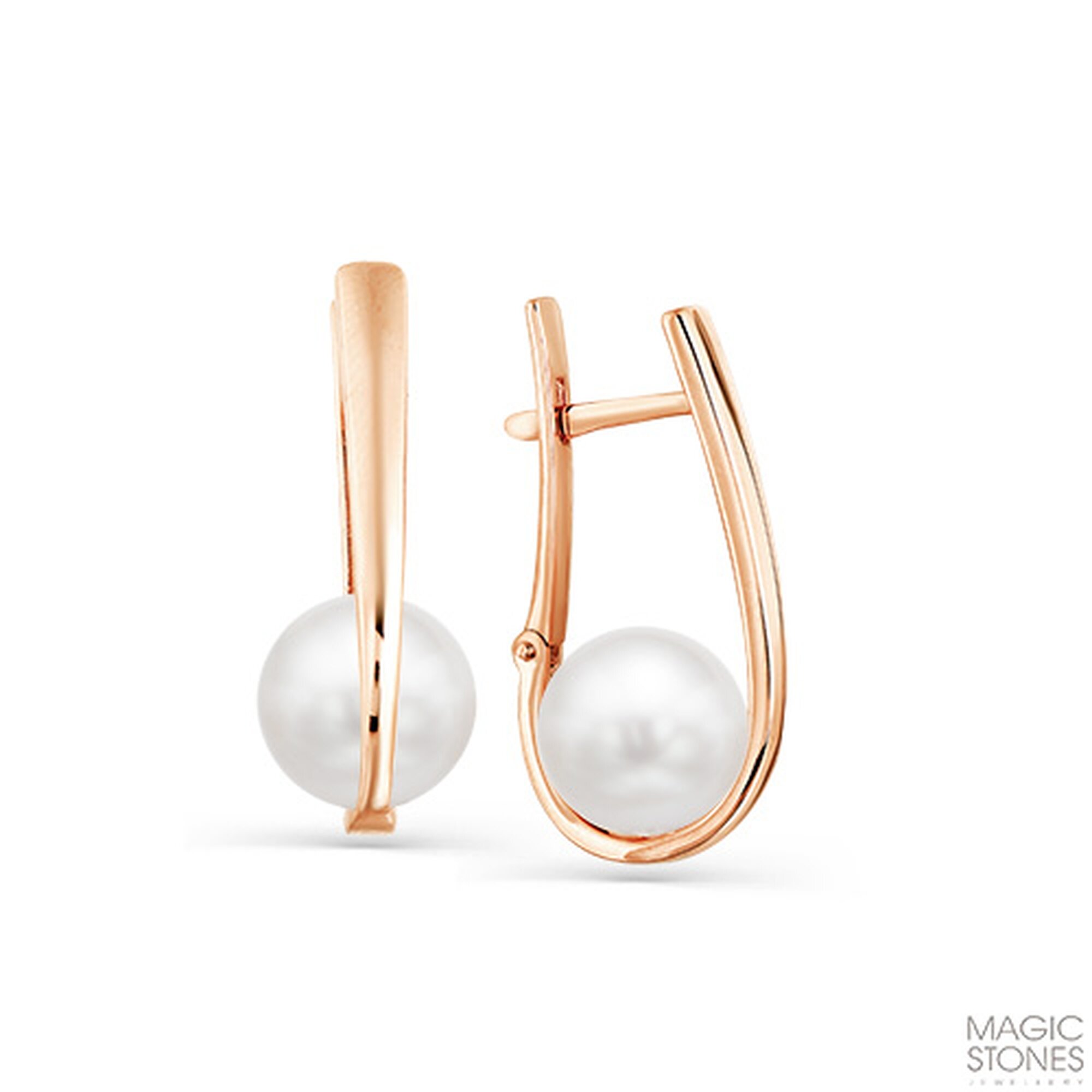 Серьги, красное золото, 585 проба, жемчуг