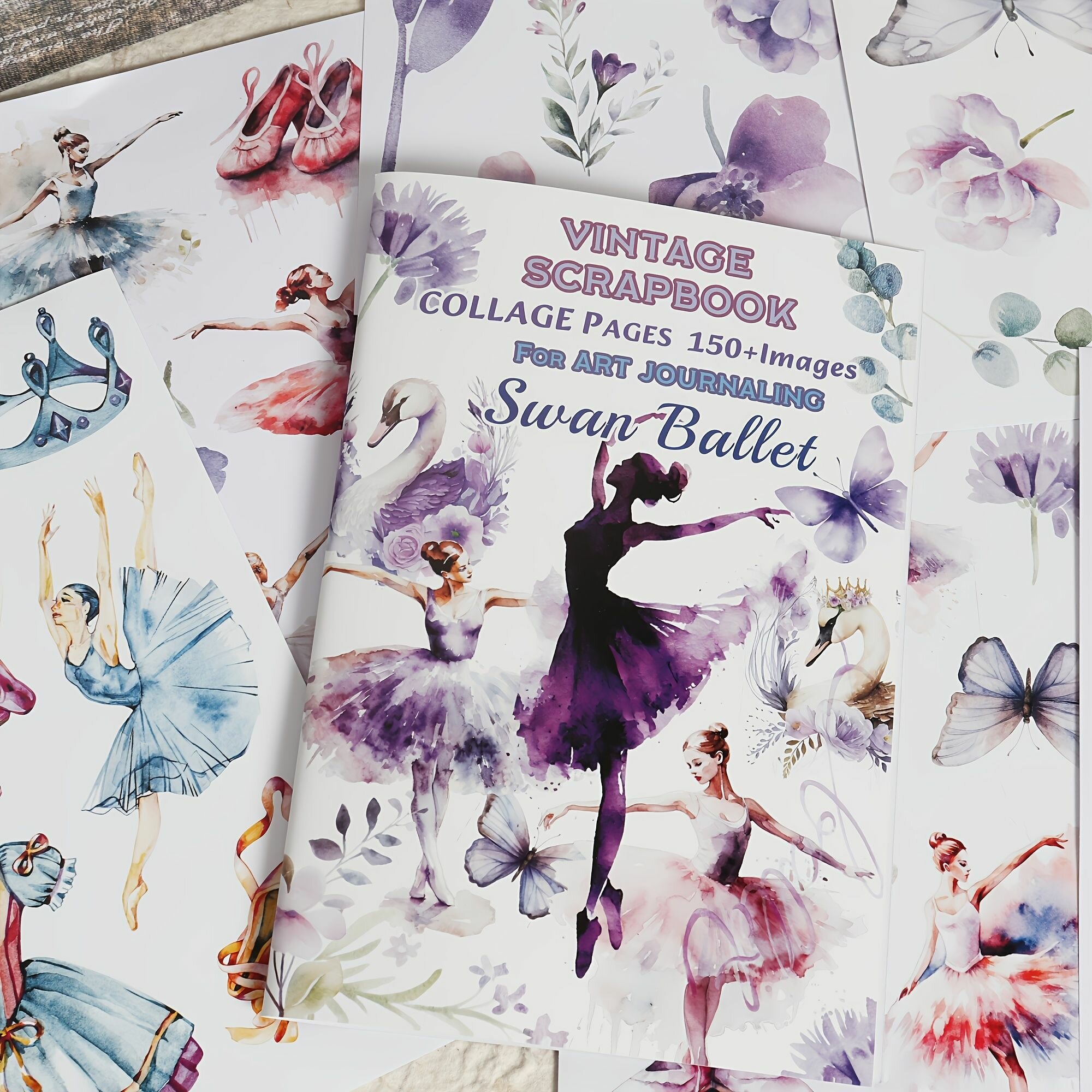 Набор скрепбук материалов лебеди балет 18 штук 10 наклейок 8 листов бумаги