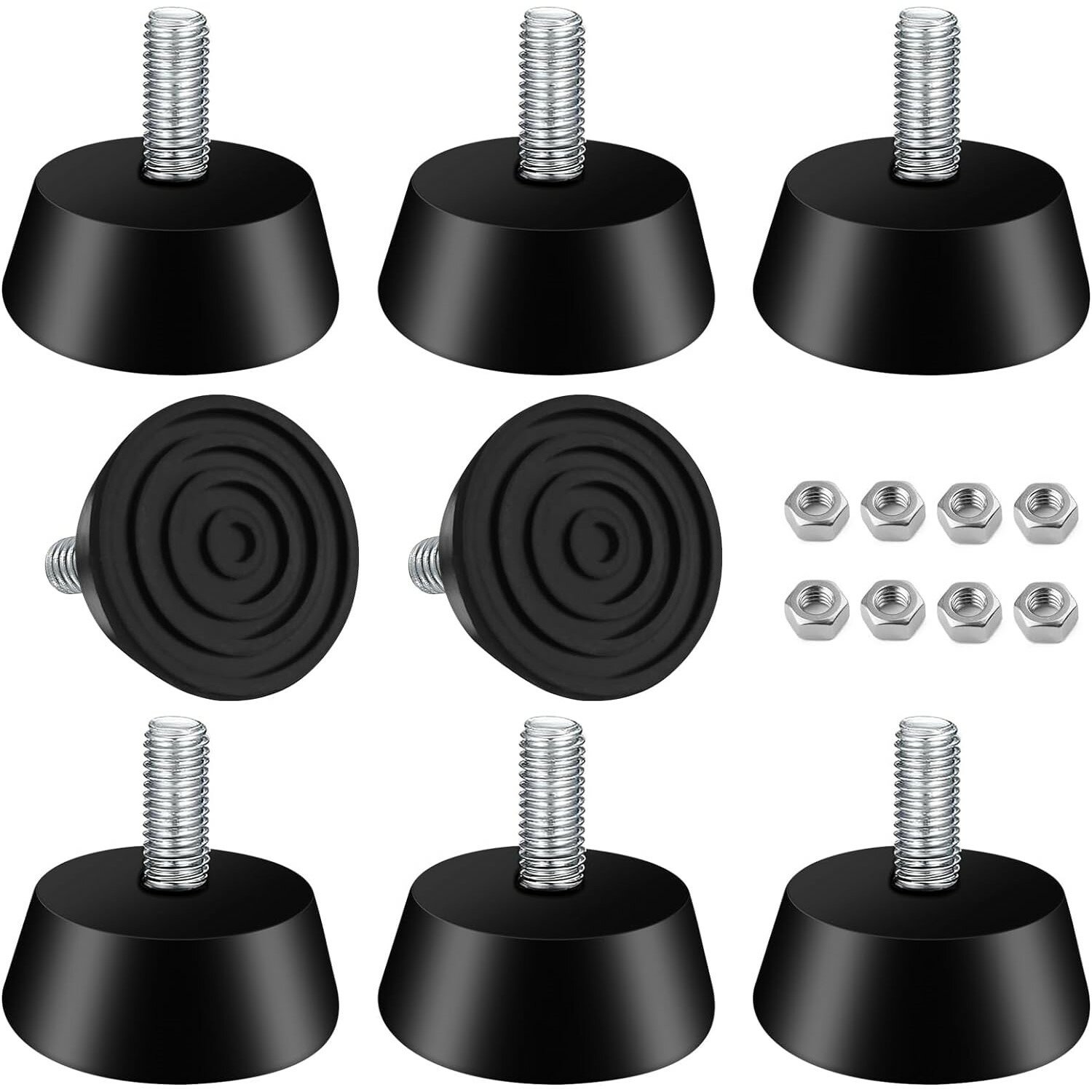 8шт. завинчивающиеся резиновые ножки, регулируемые мебельные ножки, M6 x 32,3 мм, мебельные ножки с 8 гайками для мебели, стульев, столов, диванов, бытовой техники, витрин