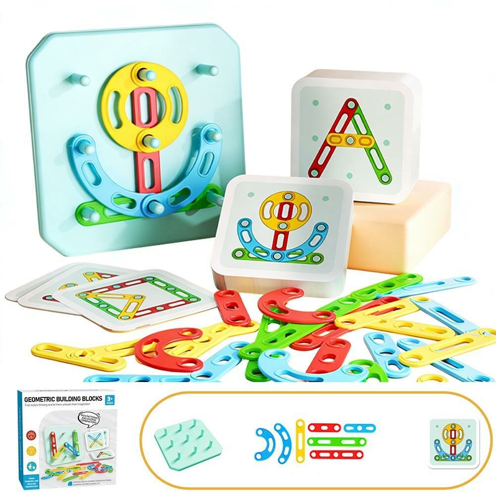 Разнообразие развивающих игрушек в сборе с геометрическими колоннами