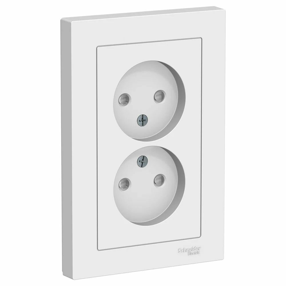 Розетка Systeme Electric AtlasDesign Бел б/з двойная, со шторками,16А, в сборе SE ATN000122