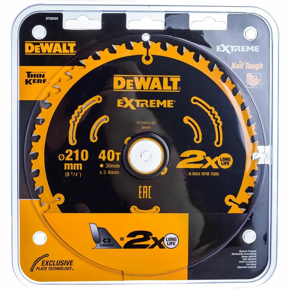 Диск пильный EXTREME (210x30 мм; 40T) DEWALT DT20433-QZ