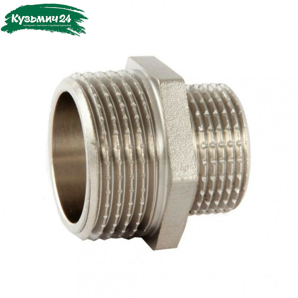 Ниппель резьбовой, 1 1/2"-3/4" НР, переходной, латунь никелированная