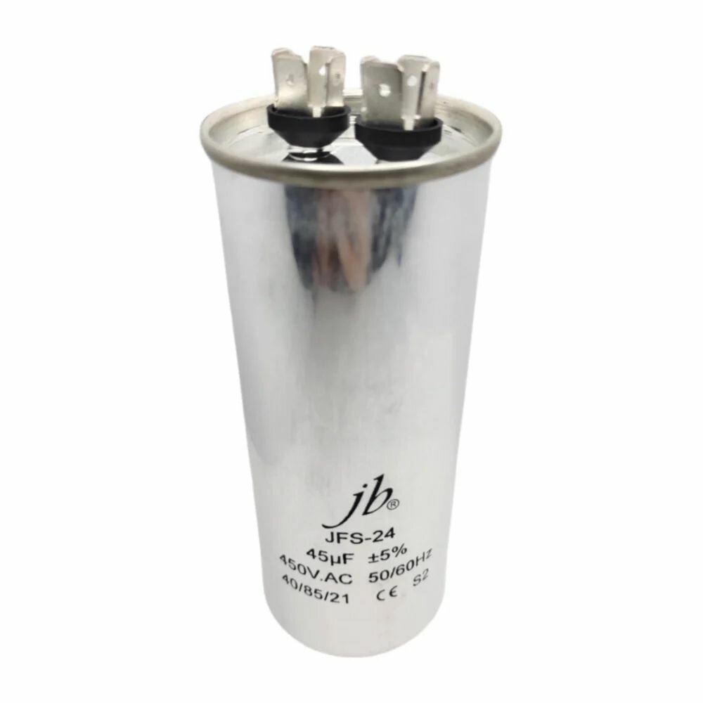 Конденсатор пусковой JB Capacitors 45мкФ, 450В, 55х110, JFS-24 (CBB65) Алюминевый корпус (клеммы), JFS24A6456J000000B-327