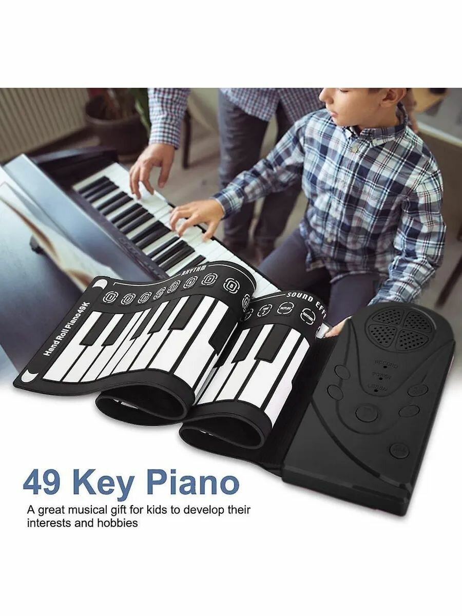 Клавиатура 49 клав, скл, 16 звуков/Цв: чёрный