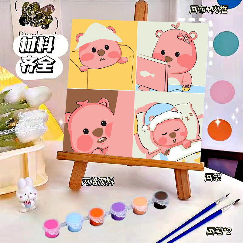 Цифровая картина маслом 20*20, аниме, раскраска маслом, ручная роспись маслом, декор для спальни.