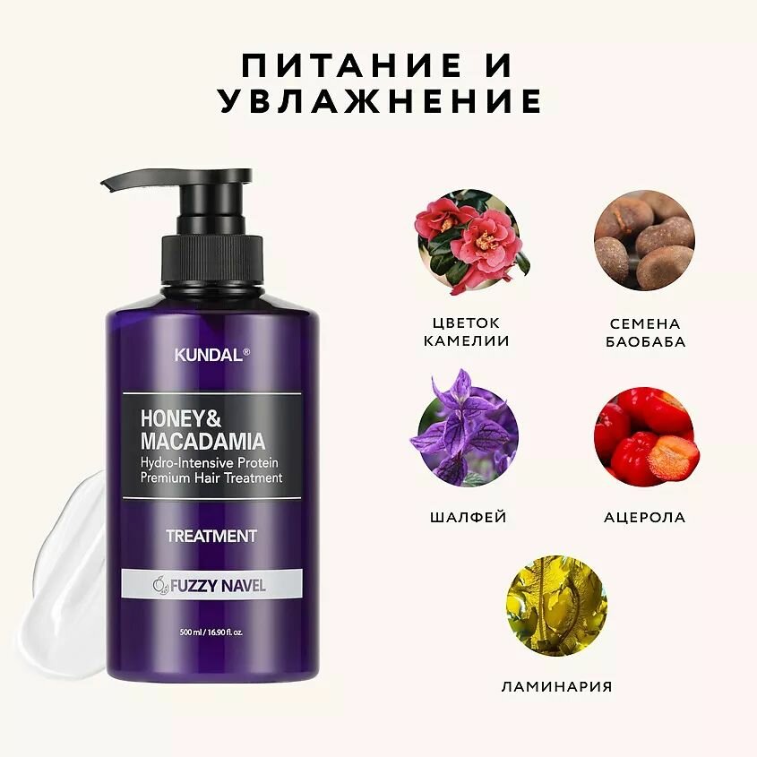 KUNDAL Кондиционер для волос Апельсиново-персиковый коктейль Honey & Macadamia Treatment, 500 мл