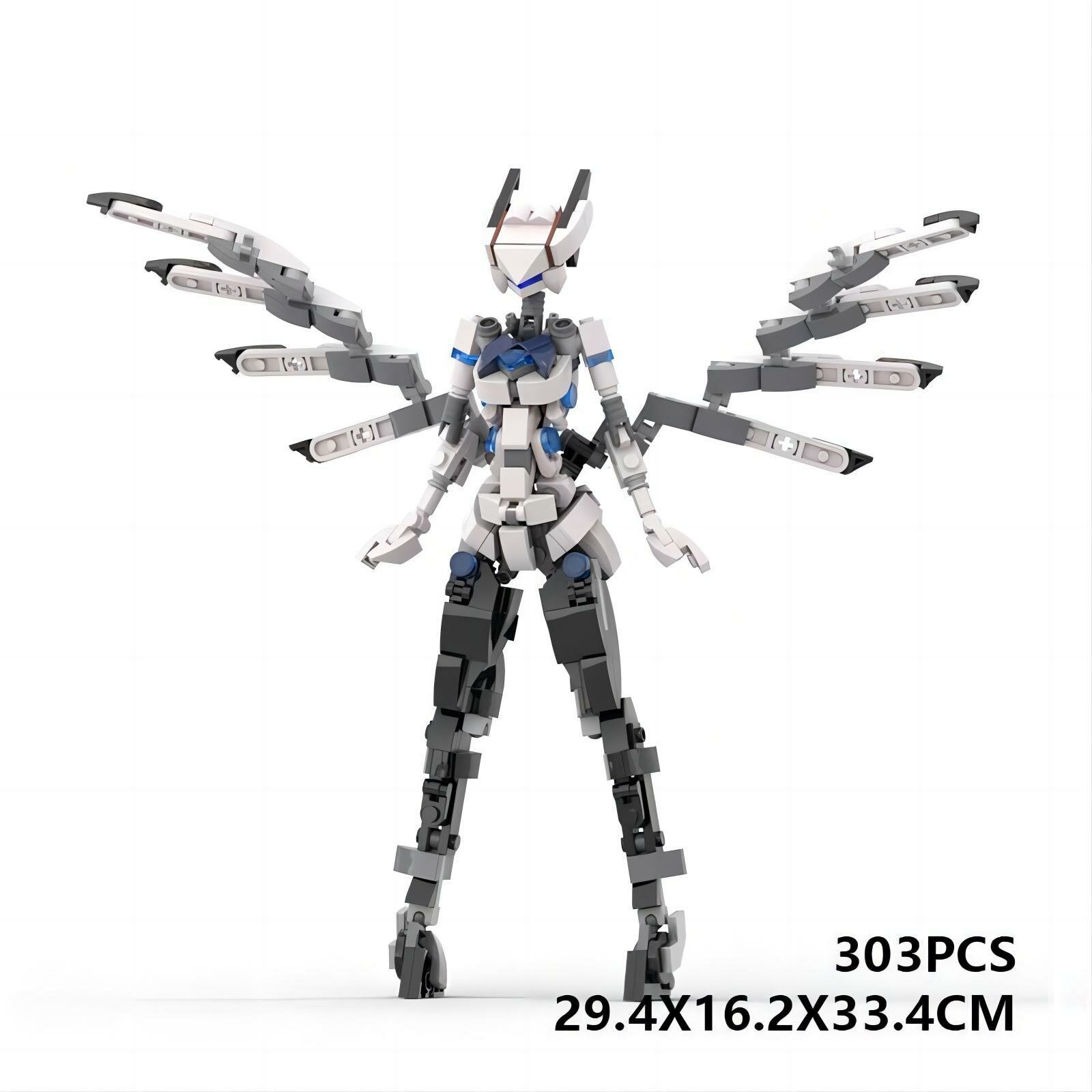 MOC собранная игрушка-машина для девочки-ангела-кролика для девочки-мобильного костюма для девушки-робота типа строительных блоков
