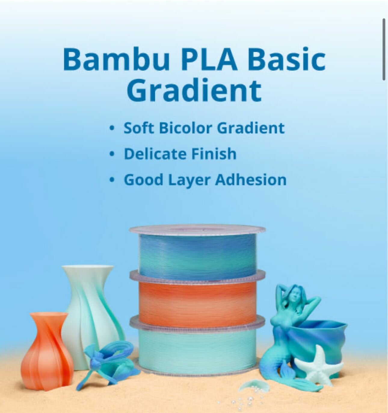 Филамент для 3д принтера PLA Basic Gradient Solar Breeze - 1кг на катушке — фото 1