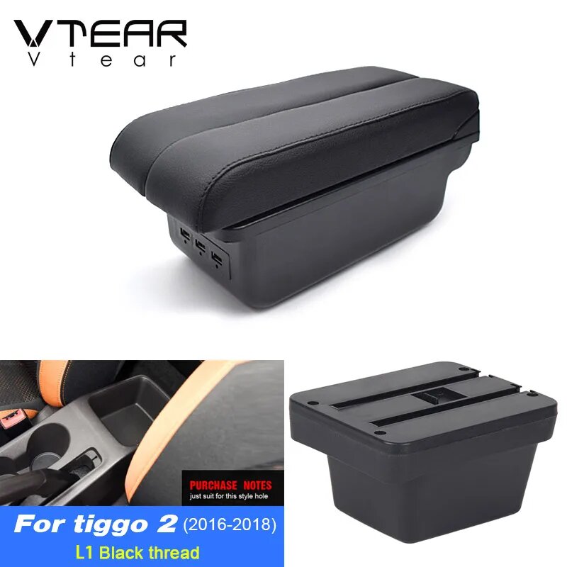Vtear для Chery Tiggo 2 3X подлокотник для автомобильного зарядного устройства, двухслойная центральная консоль, подлокотник, USB коробка для хранения, аксессуары 2018 чери тигго E black