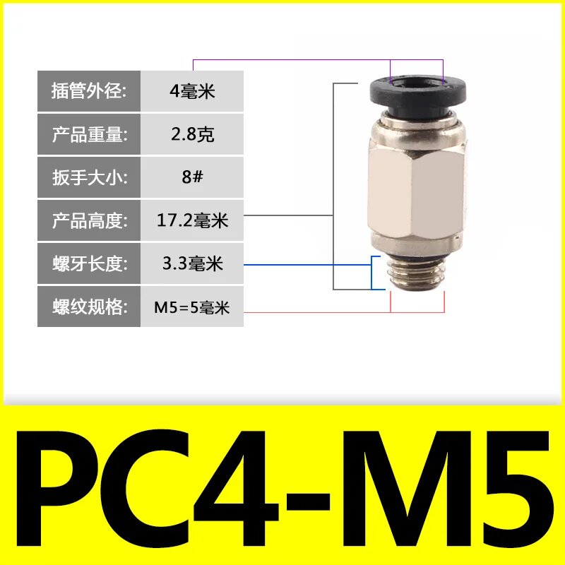 Пневматический быстроразъемный соединитель PC4-M5