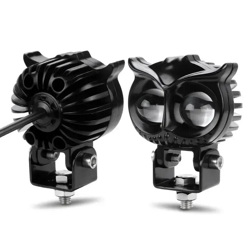 2 Шт, Двухцветные Мотоциклетные Фары, Дизайн Совы, 4 Режима, Вспомогательный Проектор, Противотуманные Фары Для Скутера