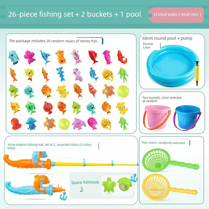 Детские игрушки для рыбалки, развивающий магнитный набор с рыбками, для мальчиков и девочек, для игр в воде,