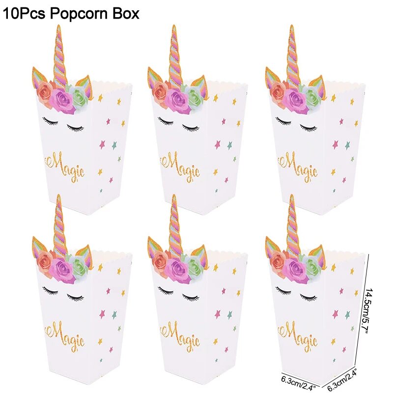 10шт Коробки для попкорна "Единорог", Цвет: 10pcs D