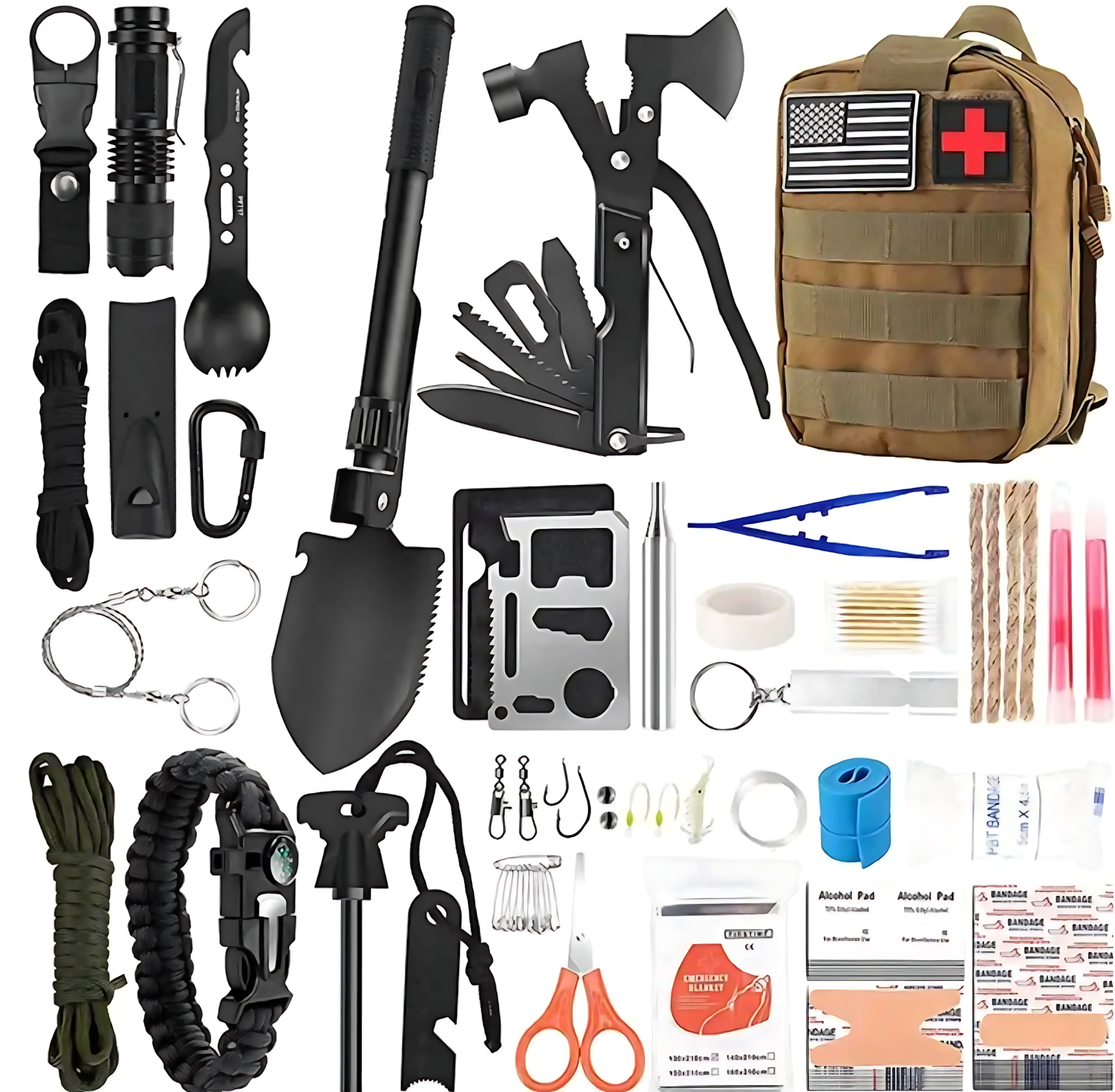Набор для выживания SOS - Аварийный комплект для кемпинга, автомобиля и outdoors | 15 предметов | Водонепроницаемый кейс