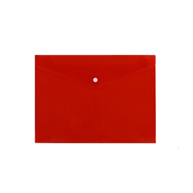 Прозрачный файл-конверт с застёжкой-кнопкой, Красный Загустел