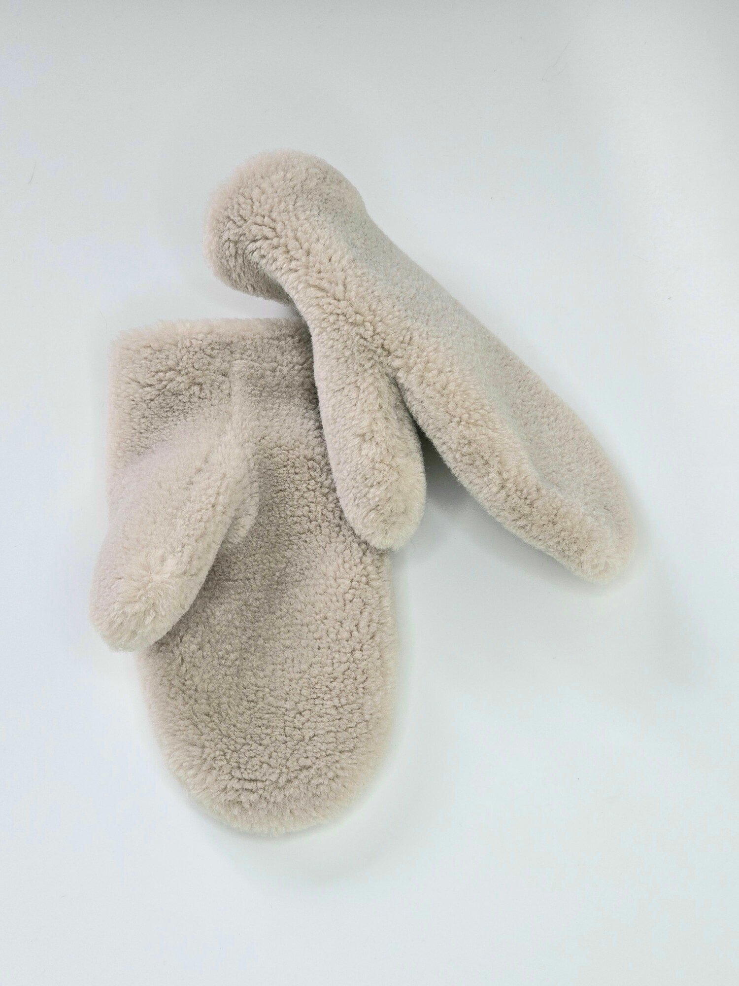 Варежки  меховые для женщин, размер 7-8, бежевый — фото 1