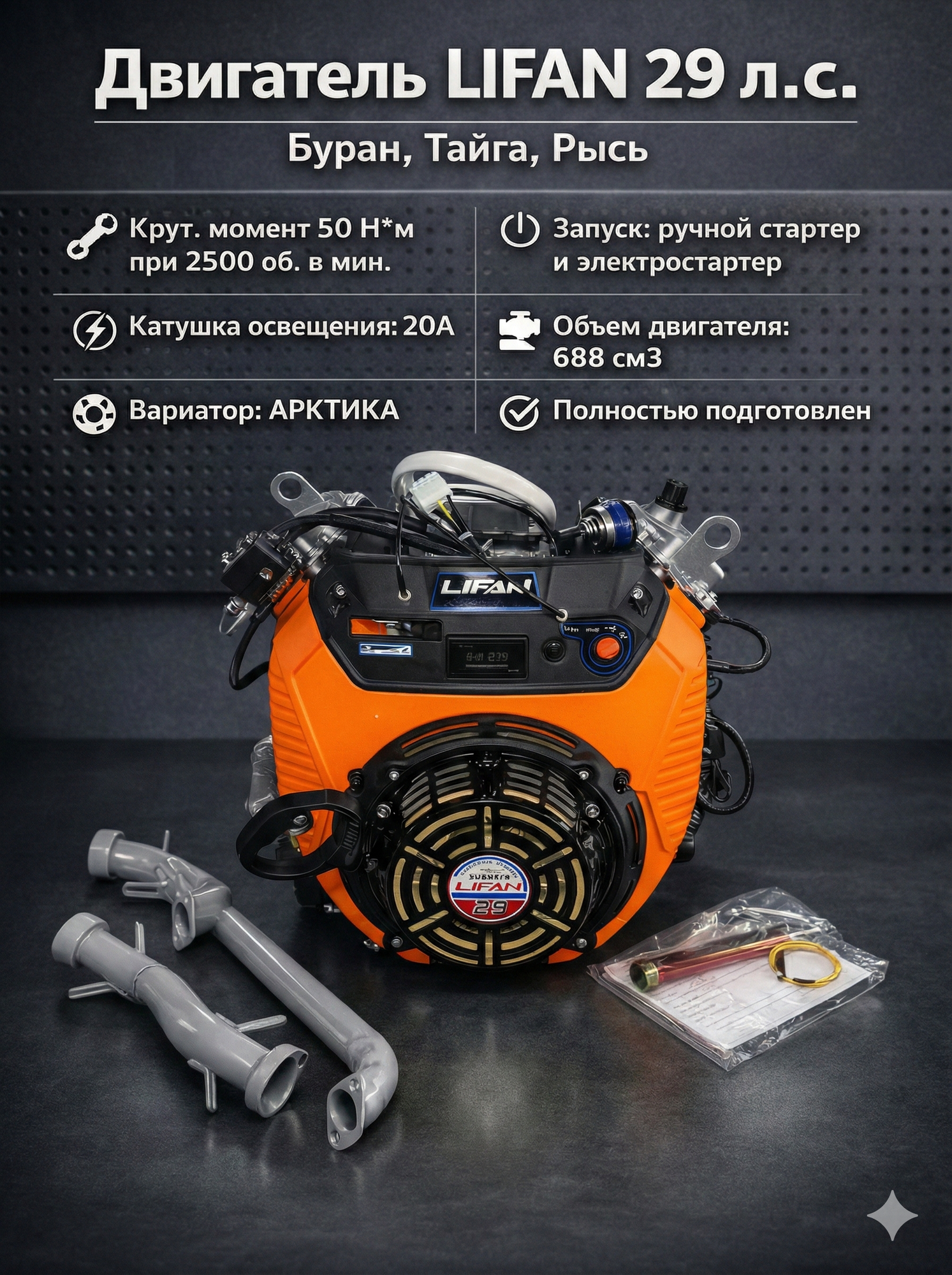 Двигатель Lifan 29 л. с. Буран, Тайга, Рысь (вар. Arctica)