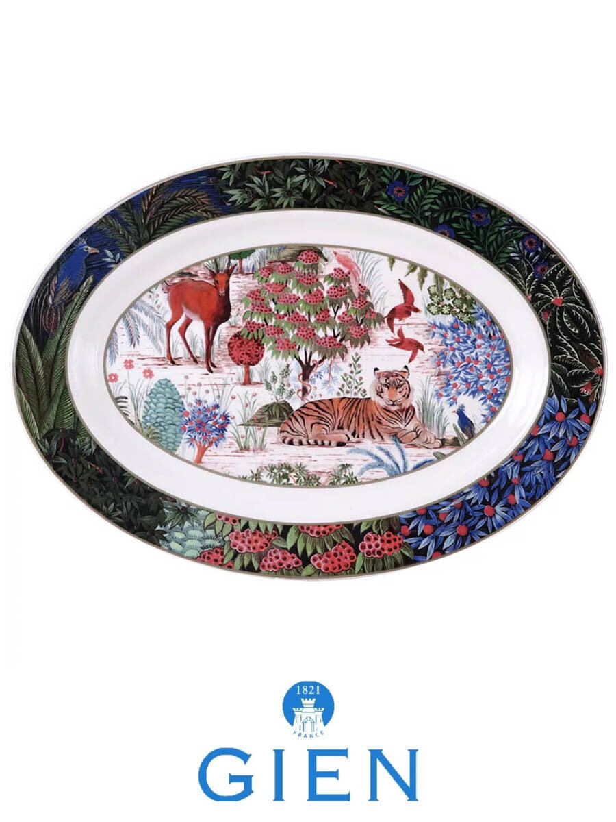 Блюдо овальное Gien Le Jardin Du Palais, 37x26 см, фаянс, Франция