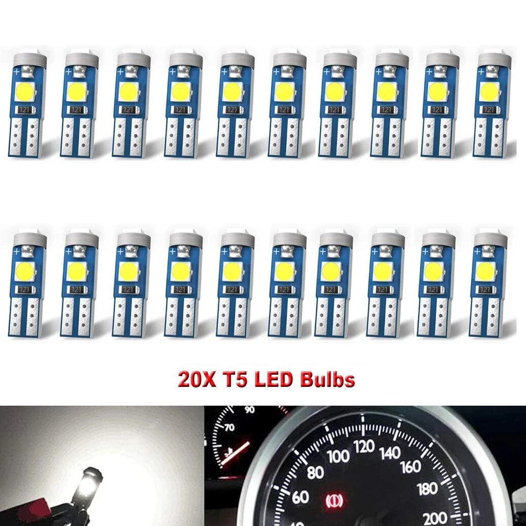 20 шт. T5 светодиодные лампы PC74 PC37 светодиодные лампы для приборной панели автомобиля приборная панель индикаторные лампы кластера (красные)
