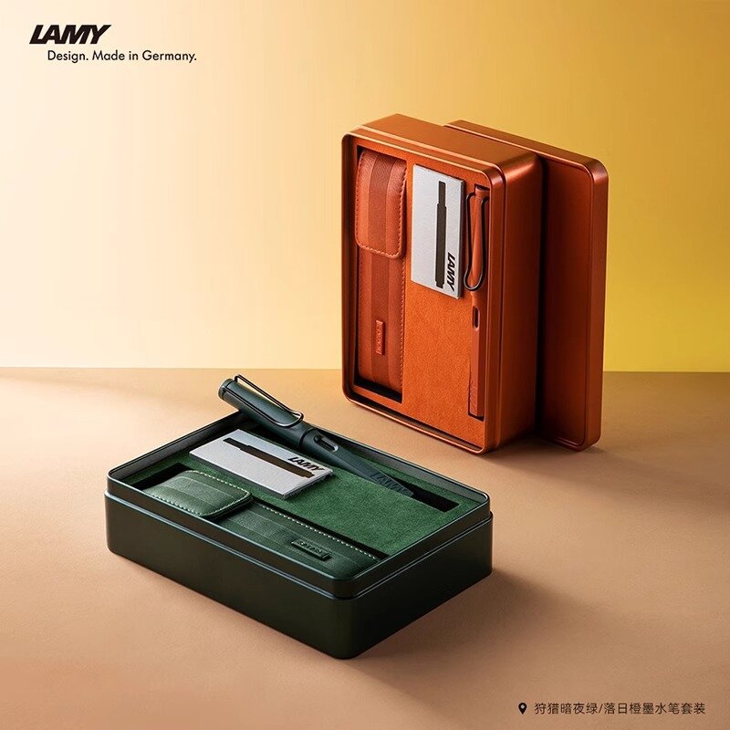 Набор ручек LAMY Hunting Pen 15-летия, ограниченная серия, зеленый закат, оранжевый футляр для подписи, офис, студент