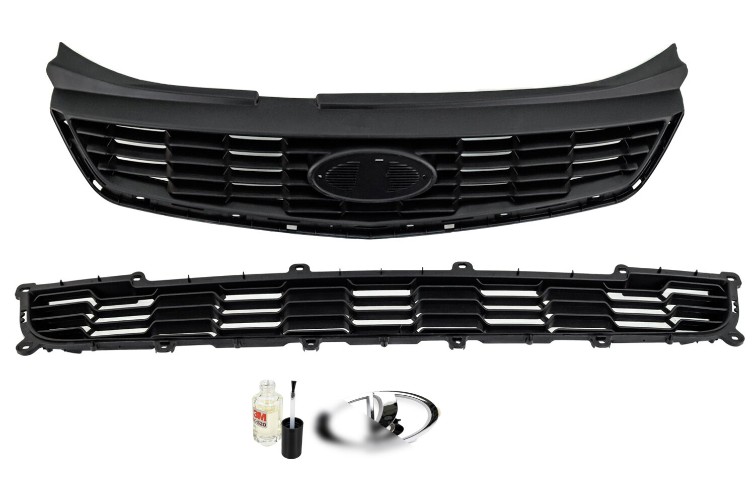 Оригинальная решетка радиатора и бампера с шильдиком и активатором адгезии для Лада Приора SE седан, Приора 2