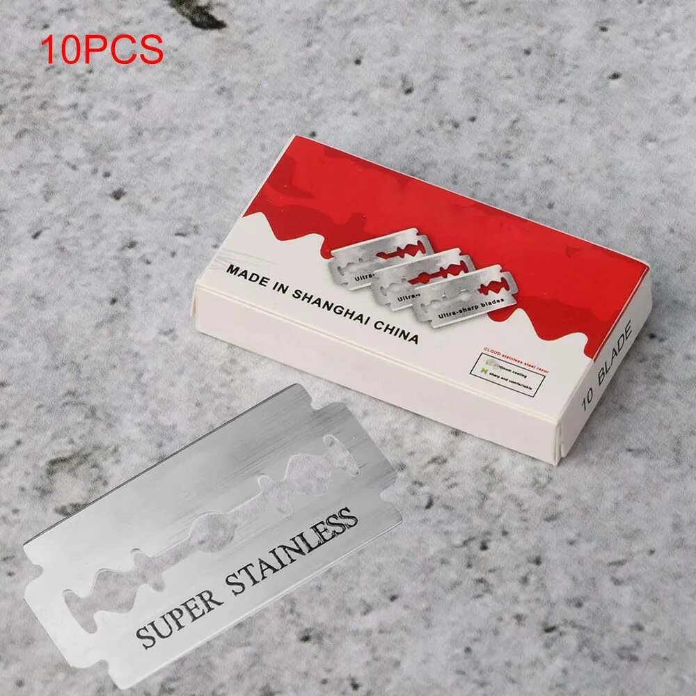 10 шт. Blue ZOO Двусторонние лезвия 6Cr13 для бритья, коррекции бровей и педикюра, 74 лезвия