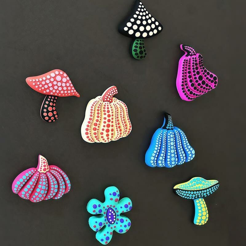 Магниты на холодильник в горошек с грибами и дофамином, магнитные наклейки на двери для дома и гостиной, милые магнитные наклейки с тыквами и растениями.