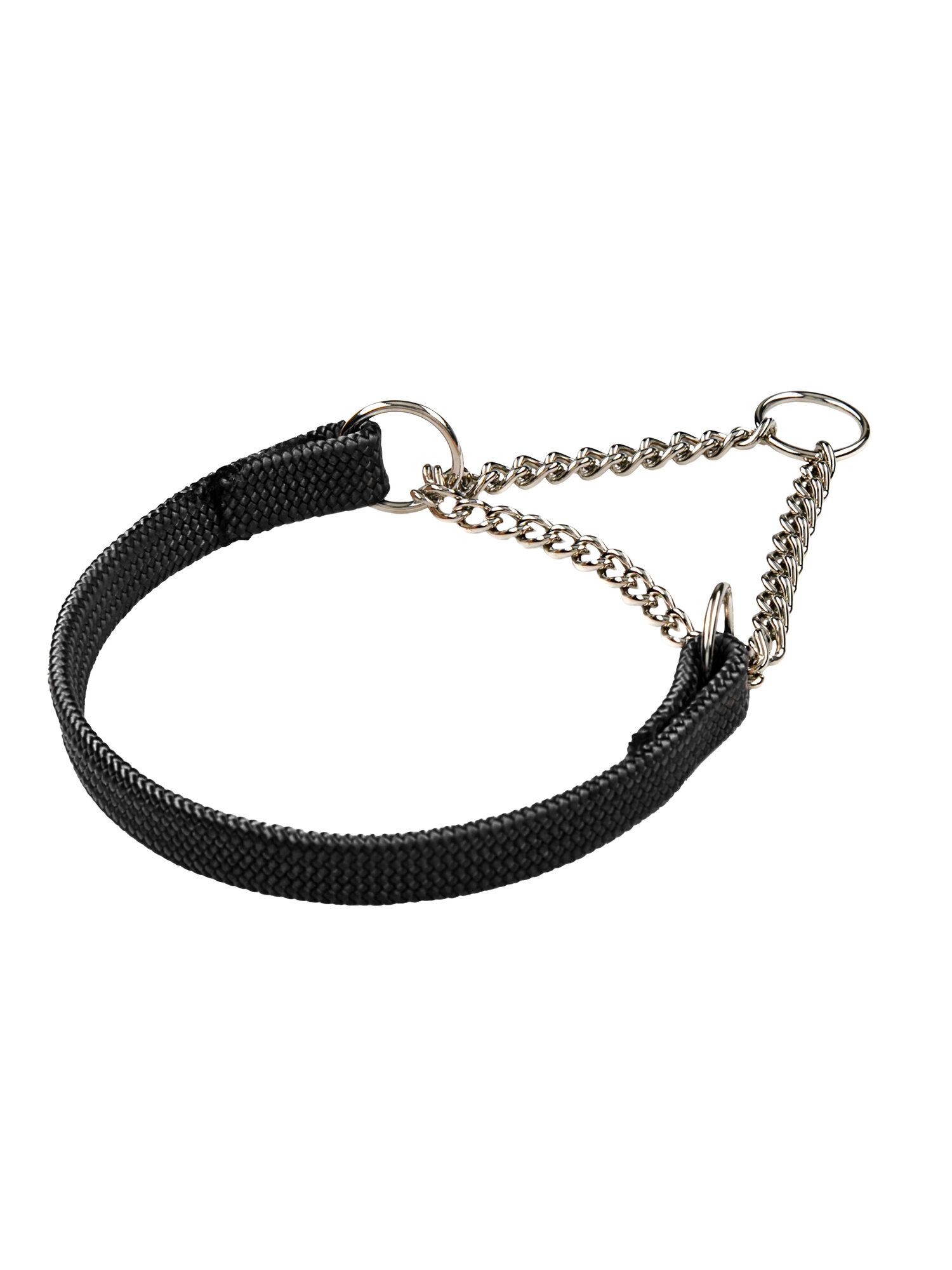 Ошейник-полуудавка для собак ZooOne (лента-чулок) 10мм (18-25см) с цугом (никель) чёрный, 75-1046