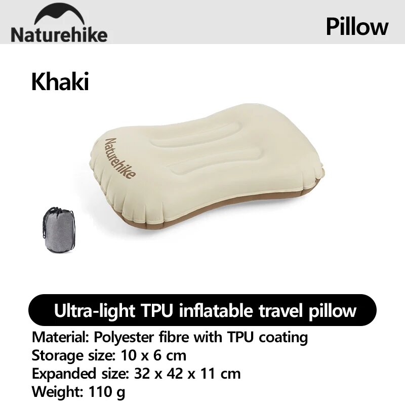Naturehike подушка надувная Khaki 110 г