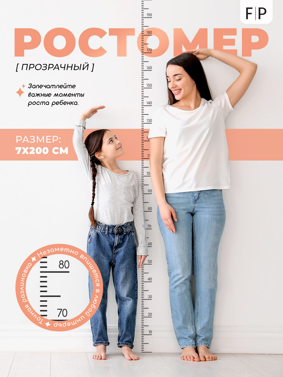Наклейка интерьерная на стену ростомер Foto Print для детей и взрослых