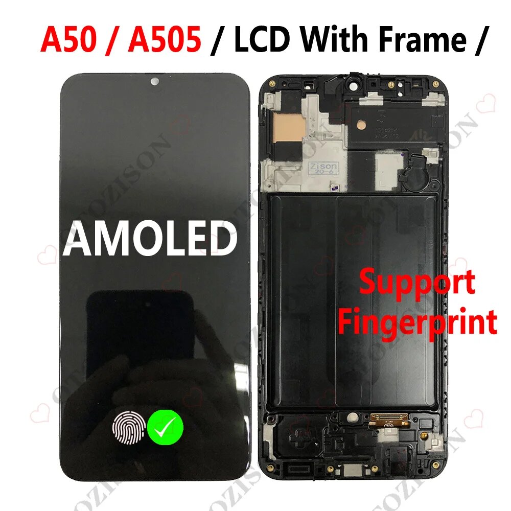 AMOLED-дисплей для Samsung Galaxy A50 с рамкой A505 SM-A505F/DS A505FN, сенсорный With Frame AMOLED