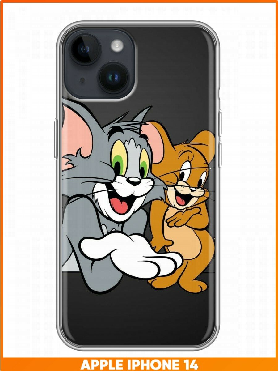 Чехол для Iphone 14 с принтом Том и джерри улыбаются (Айфон 14)