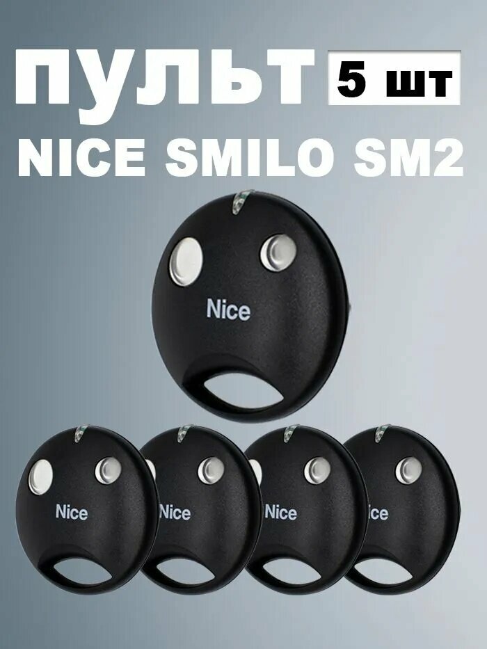 Пульт для автоматики ворот и шлагбаумов Nice Smilo SM2, комплект 5 шт. / найс брелок / Умный дом