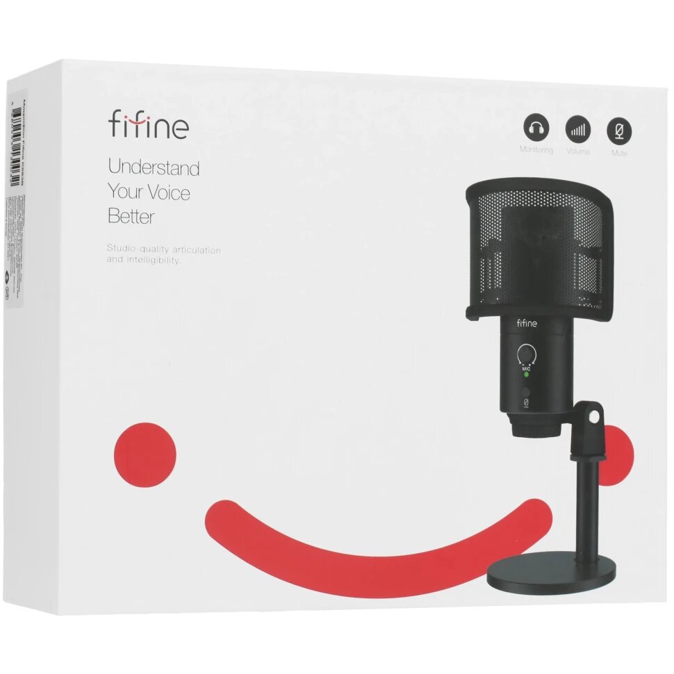 Микрофон Fifine K683B, проводной, настольный, jack 3.5 мм, черный