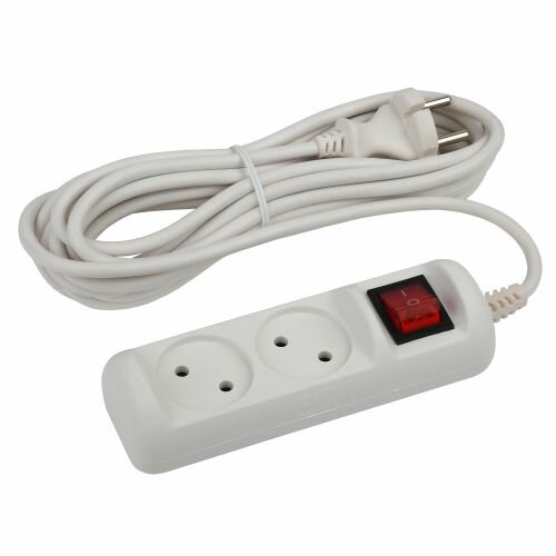 Удлинитель 2х1.5м без заземл. 10А IP20 U-2s-1.5m-2х1 ПВС 2х1 с выкл. Эра Б0044046