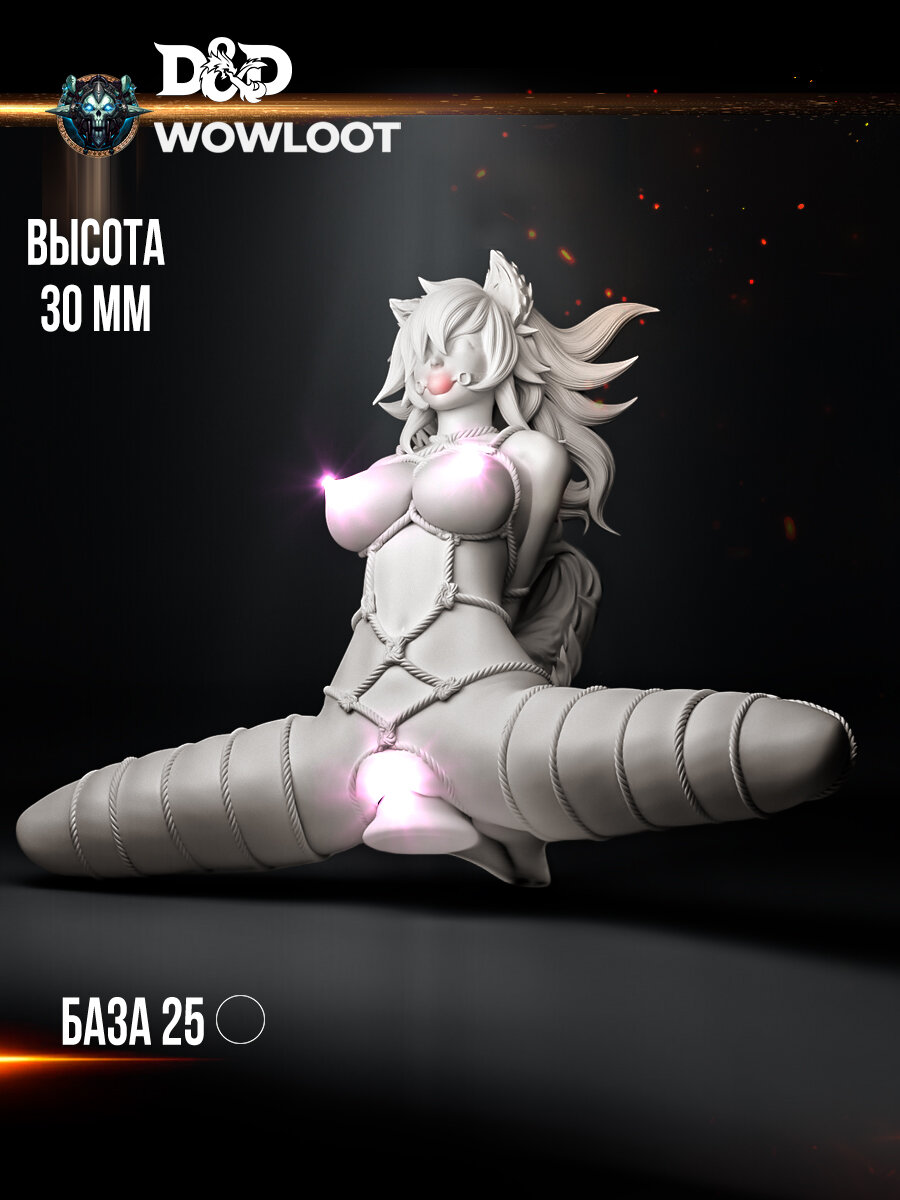Миниатюры для ДНД Табакси бдсм девушка кот 30 мм (Tabaxi in BDSM DND) для покраски